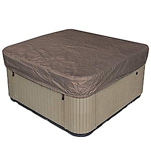 Outdoor Garden Foldable Square Rainproof Sunscreen SPA Covers Bathtub Protector Cover Hot Spring Bath Cover 90.9x90.9x11.8in (Coffee)