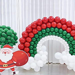 100 Pcs Christmas Red Green Balloons 12 Inch Red Green and White Latex Balloons with 65ft Ribbon for Christmas Birthday Baby Shower Party Decorations
