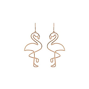 Doubnine Flamingo Hollow Earrings Bird Frame Drop Dangle Rose Gold Earrings Bohemian Jewelry for Women