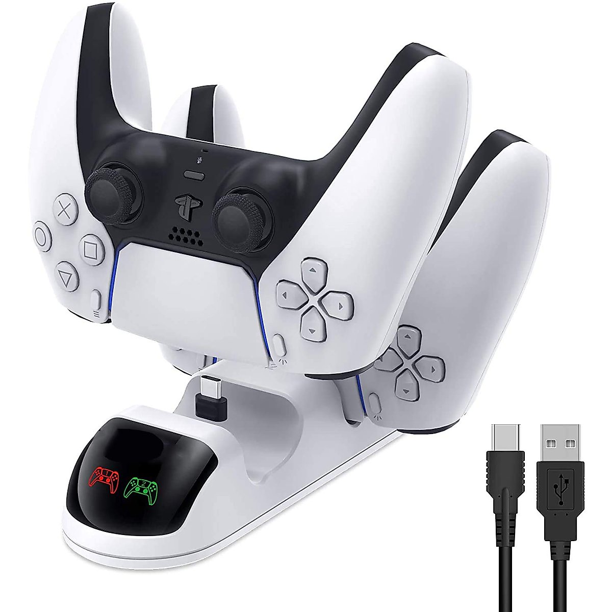 PS5 Controller Charging Station Dock, Paddsun Charger for PS5 Playstation 5 with LED Indicator Detachable Dual USB,Type C