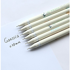 GANSSIA Colorful Cats Design 0.38mm Gel Pens Black Ink Pen Pack of 6 PCS