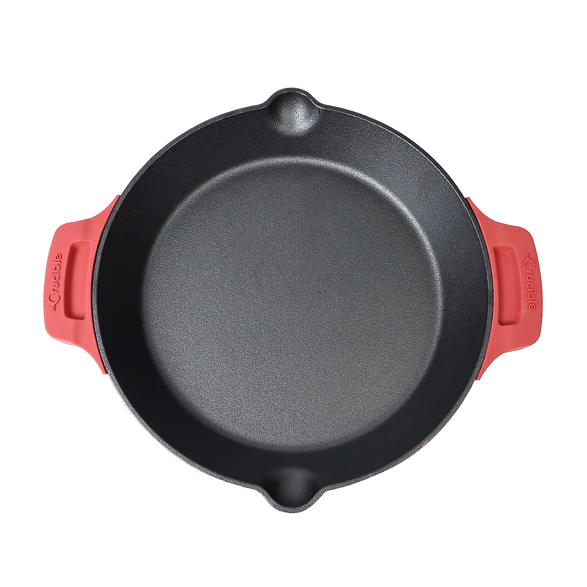 Cast Iron Skillet - 12"-Inch Dual Loop Handle Frying Pans + Silicone Handle Holder Covers - Oven Safe Cookware - Indoor/Outdoor Use - Use on any Stovetop, Grill, Induction Safe