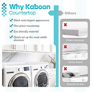 Kaboon Washer Dryer Countertop, Melamine Countertop with Edge Rails - 27.5" Depth x 54" Width Laundry Room Organization，White