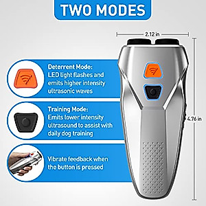Dog Barking Control Devices Dual Sensor Anti Barking Device with Training/Deterrent Modes Dog Whistle to Stop Barking Ultrasonic Dog Barking Deterrent with LED Flashlight 25 FT Range Rechargeable