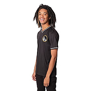 Ultra Game NBA Golden State Warriors Mens Jersey V-Neck Mesh Short Sleeve Tee Shirt, Black, Large