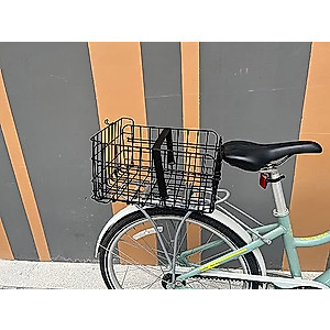 WEEROCK Rear Bike Basket Wire Mesh Detchable Foldable Rear Rack Basket Bike Accessories