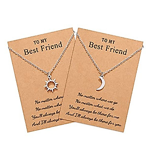 UNGENT THEM Best Friend Necklaces for 2, Sun and Moon Matching Friendship BFF Necklace Valentine's Day Christmas Gifts for 2 Teenage Teen Girls Friends Sisters Bestie Women