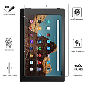 2-Pack Tempered Glass Screen Protector for Amazon Fire HD 10 Tablet 10.1" (7th / 9th Generation, 2017/2019 Release), Tempered Glass Film,Not fit Fire HD 10 2021 Version