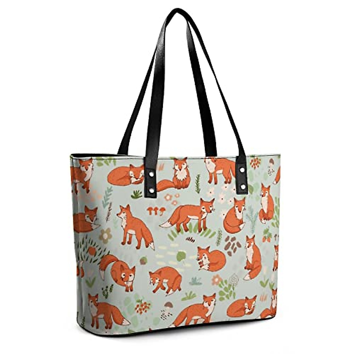 Womens Handbag Fox Orange Leather Tote Bag Top Handle Satchel Bags For Lady