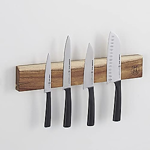 Schmidt Brothers - Acacia 18" Magnetic Wall Bar, Universal Cutlery Storage Fits 8 - 10 Knives
