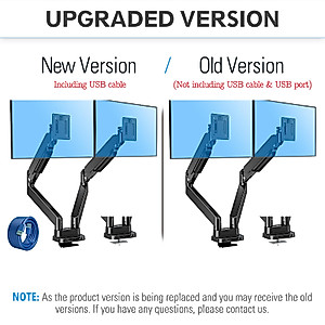 MOUNTUP Dual Monitor Mount Fits 13''-39'' Screen, Ultrawide Dual Monitor Desk Mount Hold 4.4-33 lbs, Adjustable Gas Spring Double Monitor Arms, Computer Monitor Stand with USB, VESA Monitor Bracket
