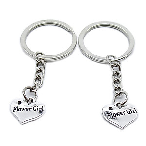 100 Pieces Keychain Keyring Door Car Key Chain Ring Tag Charms Supplies XU4H4W Flower Girl Love Heart