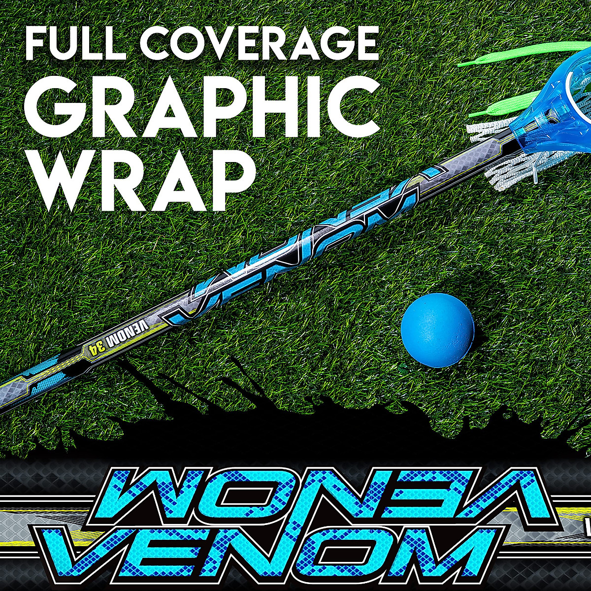 Franklin Sports Kids Mini Lacrosse Stick + Ball Set - Venom Youth Plastic Lacrosse Stick for Beginners - Perfect Set for Kids + Toddlers - Blue, 34"