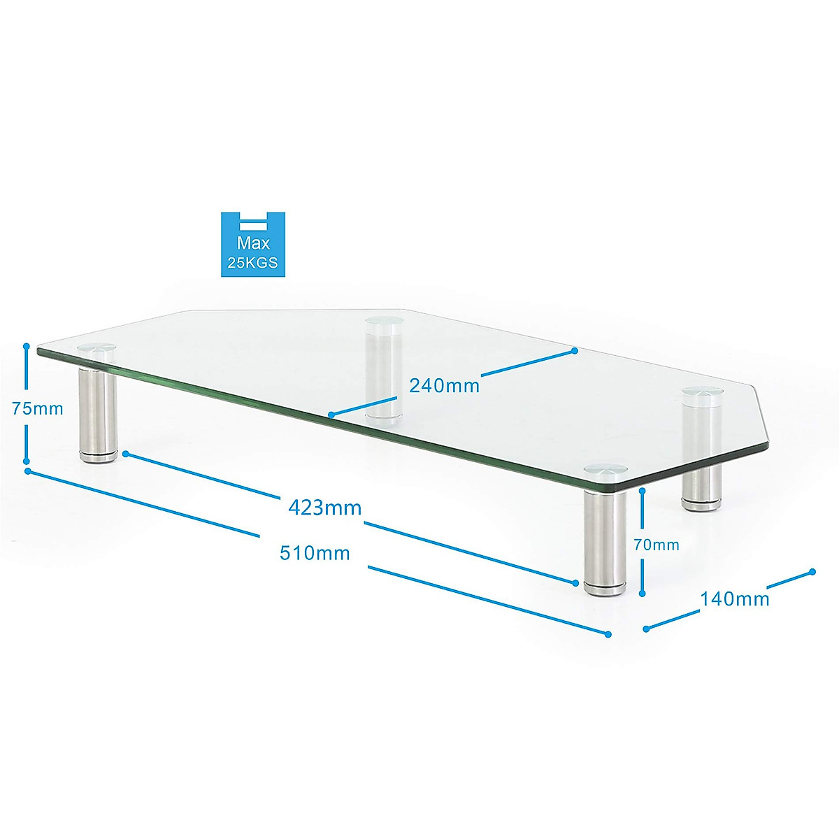 FITUEYES Monitor Stands Curved Glass Computer Risers with Height Adjustable for PC Monitors, Laptops, Computers & TVs，DT105002GC