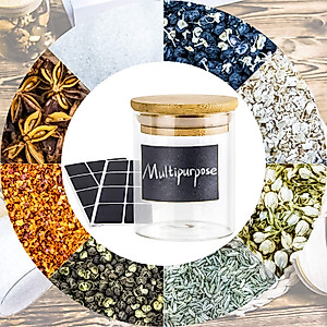 16 Pack Glass Jars with Lids, Airtight Bamboo Lids Spice Jars Set For Spice, Beans, Candy, Nuts, Herbs, Dry Food Canisters (Extra Chalkboard Labels) - 6.5 oz Clear