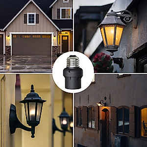 DEWENWILS Light Sensor Socket, E26 E27 Dusk to Dawn Sensor Socket, Light Bulb Socket for Light Fixtures, Compatible with Incandescent/CFL/LED/Halogen Bulbs, 6 Pack, Black