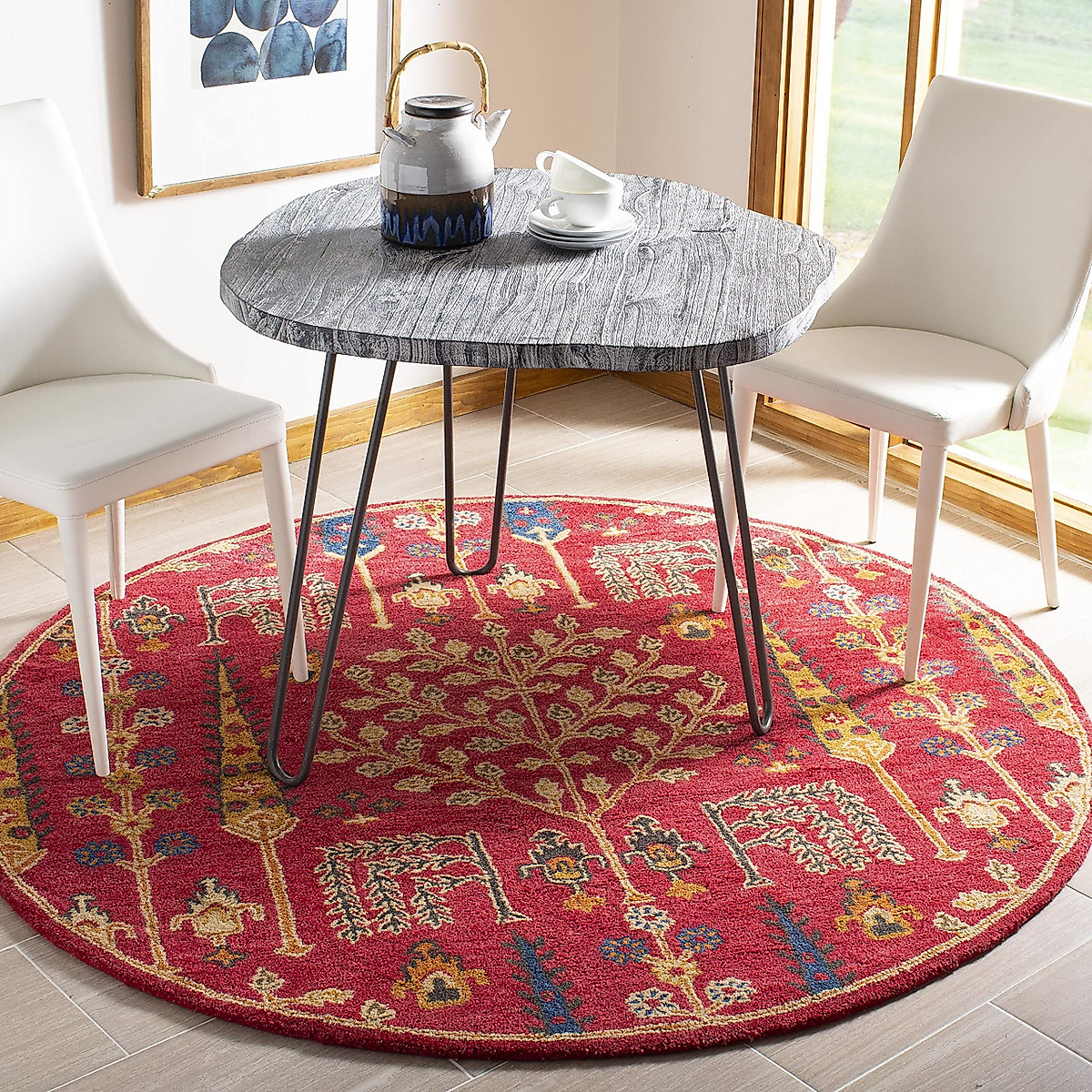 SAFAVIEH Heritage Collection Area Rug - 9' x 12', Red & Multi, Handmade Traditional Oriental Wool, Ideal for High Traffic Areas in Living Room, Bedroom (HG418Q)