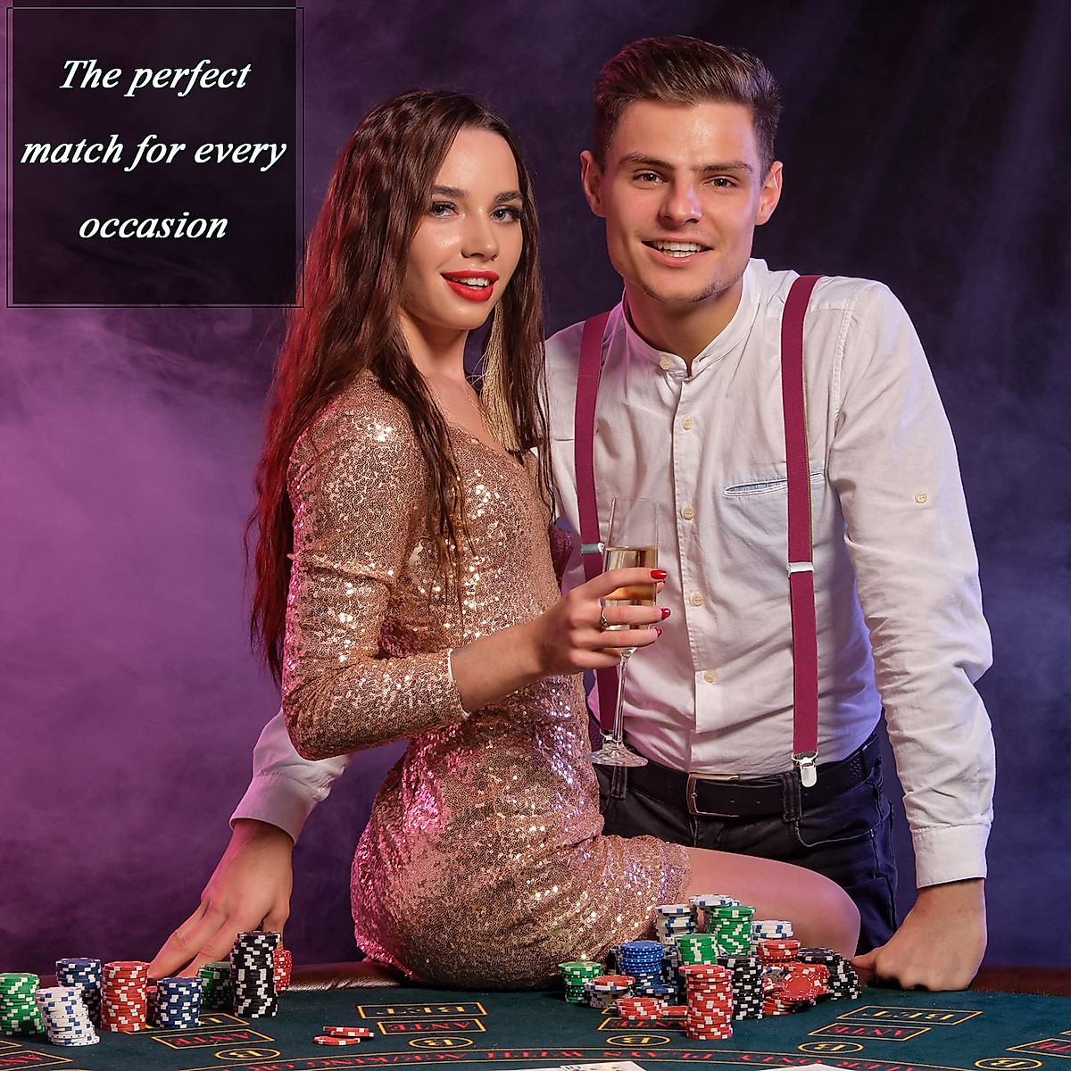 Handepo 9 Pieces Y Back Style Unisex Suspenders Adjustable Elastic Suspenders for Men Women Rainbow Suspenders with Clip for Pants (Bright Color)