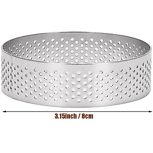 Nebel 10Pcs Circular Tart Rings with Holes, Perforated Tart Rings for Baking, Steel Fruit Pie Quiches Cake Mousse Kitchen Baking Mould 8cm