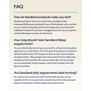 Sandland Fall Asleep Plus Melatonin, Natural Daily Sleep Supplement, 30 Dissolving Tablets, 3mg Melatonin, Magnesium, Valerian Root, L-Theanine, Peppermint Leaf, Made in The USA