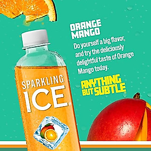 Sparkling Ice, Orange Mango Sparkling Water, Zero Sugar Flavored Water, with Vitamins and Antioxidants, Low Calorie Beverage, 17 fl oz Bottles (Pack of 12)