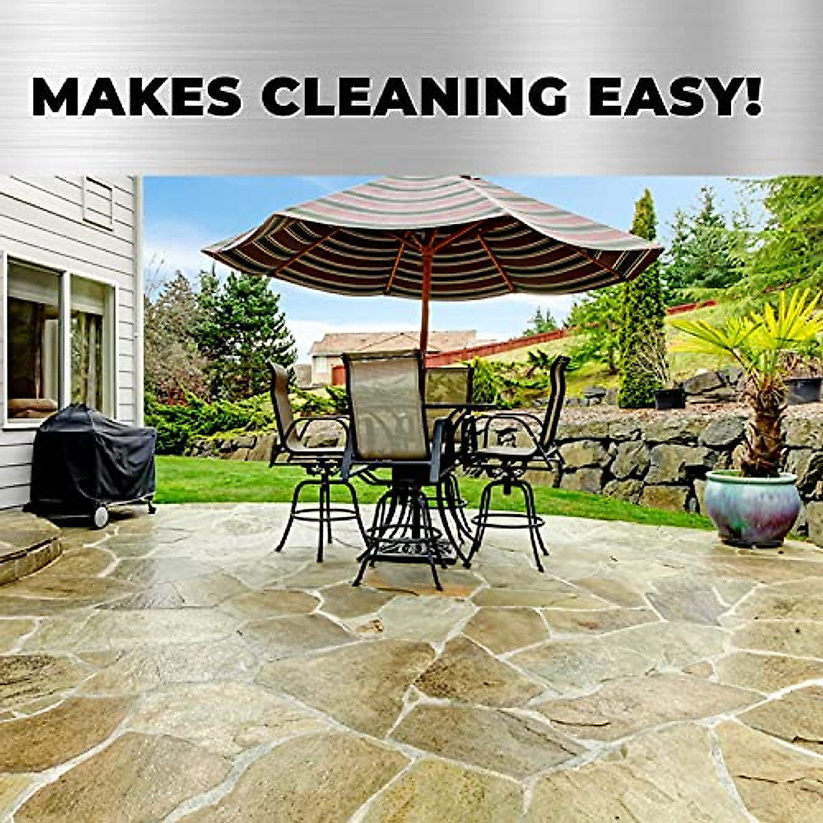 Wet Look Natural Stone Sealer. Durable, Long-Lasting Gloss Protection. Interior and Exterior Pavers, Slate, Sandstone, Travertine, Flagstone, Driveways, Garage Floors, etc. Black Diamond Stoneworks