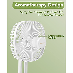 MOCAMOLA Small Desk Fan, Aromatic Desigh With Quiet 3 Speeds Wind, USB Powered With Portable Adjustable Mini Fan For Home, Office, Travel, Camping, Outdoor, Indoor, Car, 4.9 Inch White