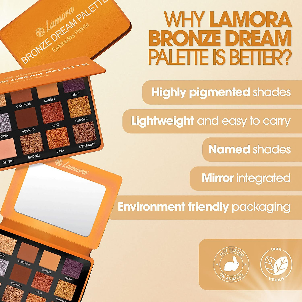 Lamora Nude Eyeshadow Palettes (Matte + Bronze Gold)
