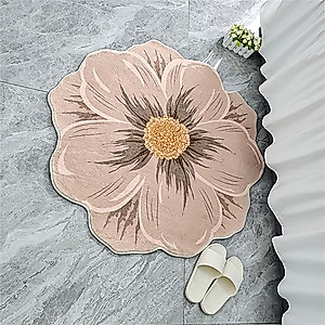 rugylsf Faux Cashmere Floral Rugs Soft Washable Microfiber Rugs Absorbent Bathroom Non-Slip Floor Mats 2.6ft Modern Boho Bedroom Decor Bedside Small Rugs Floral Rugs Brown Rugs Kids Rugs