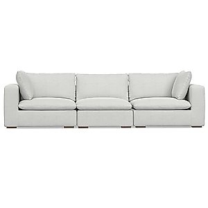 SIMPLIHOME Jasmine 3-Seater Modular Sofa in Velvety Chenille Polyester-Blend Performance Fabric, Cloud Grey, 125-inches Wide, Handcrafted Contemporary-Style Couch for Living Room