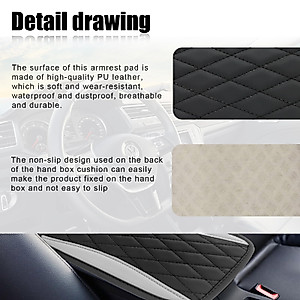 Car Center Console Cushion Pad Accessories Interior Protection Universal Leather Waterproof and Anti-scratch Armrest Seat Box Cover Profector for Most Car SUV Vehicle (Grey)