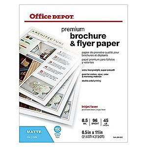 Office Depot Professional Brochure And Flyer Paper, Matte, 8 1/2in. x 11in., 45 Lb, Pack Of 150 Sheets, 124210