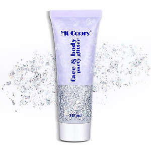 TEOYALL Long Lasting Silver Body Glitter Holographic Sparkling Cosmetic Grade Chunky Glitter for Face Hair (Silver)