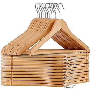 ZENY Premium Wooden Hangers 50 Pack, Coat Hangers with 360-Degree Rotatable Hook, Wood Suit Hangers, Clothes Hangers for Shirts, Jackets, Dress, Pant