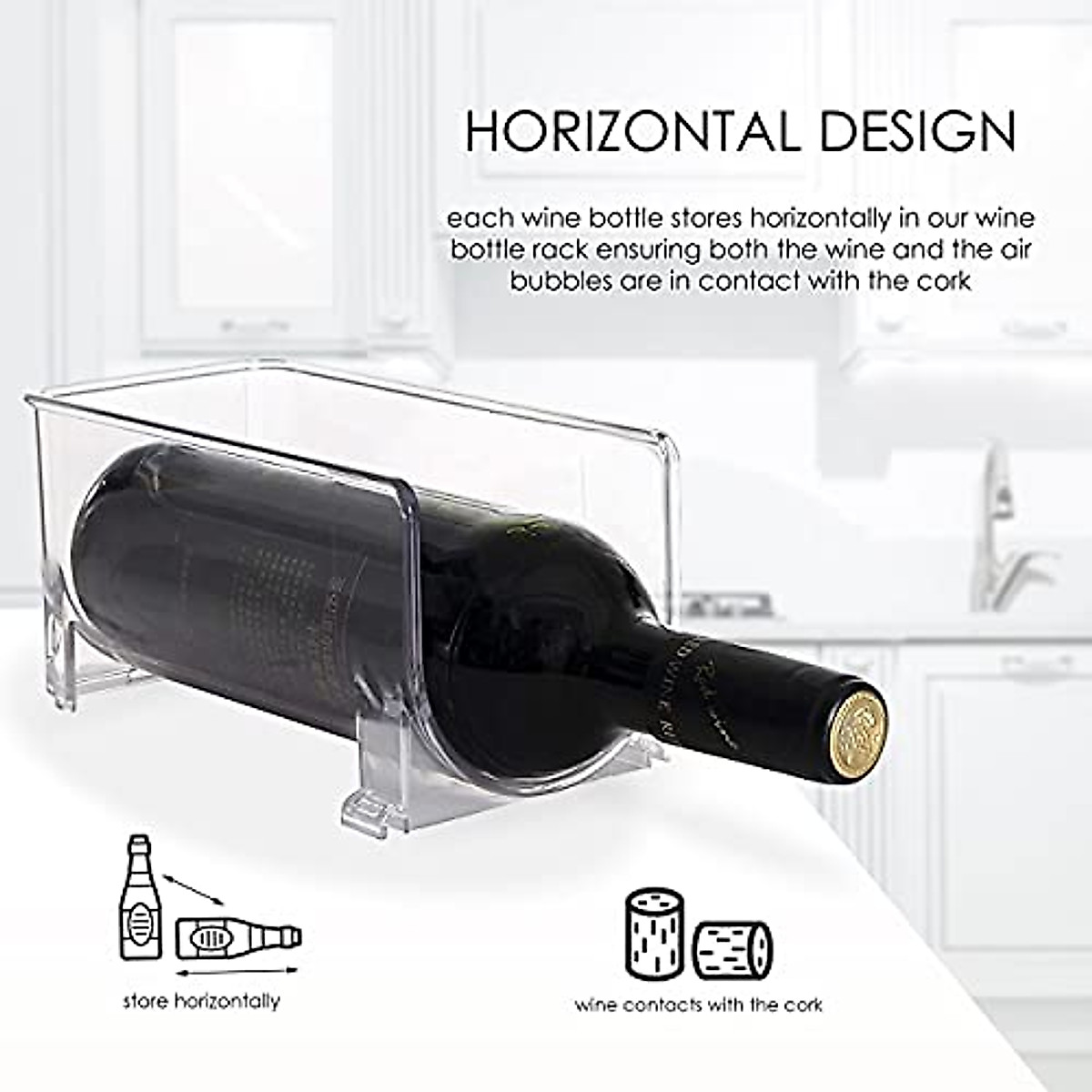 JINAMART Set of 3 Stackable Wine Storage Rack | Counter Top Wine Holder | Free Standing Organizer for Refrigerator or Kitchen Countertops (Holds 3 Bottles)