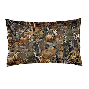 TumzfhQ Camo Deer Pillowcase with Hidden Zipper Soft Cozy for Home Bed Sofa Living Room Decorative Throw Pillow Covers 20x30 inches
