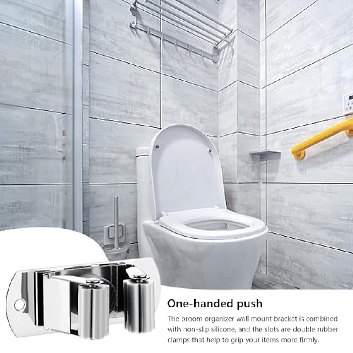 Broom and Mop Hanger - Mop and Broom Holder, Rake Shovel Mop Hanger | Stainless Steel Garage Organization and Storage Utility Rack, Wall Mount Garden Tool Organizer for Home Garage Storage Systems