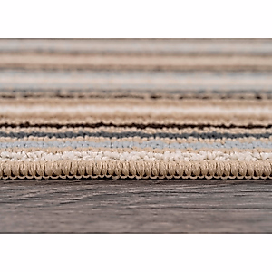 Garland Rug Nantucket Stripe. Area Rug, 3 ft. x 12 ft., Earth Tone