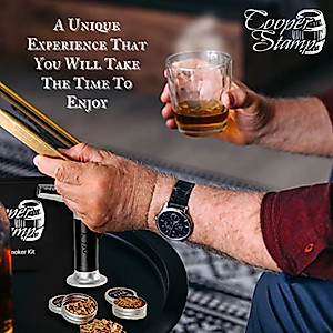 COOPER STAMP Cocktail Smoker Kit - Old-Fashioned Drink Smoker with Torch - 4 Kinds of Wood Chips - Gift for Whiskey/Bourbon Lover, Men, Father, Husband - Butane not Included