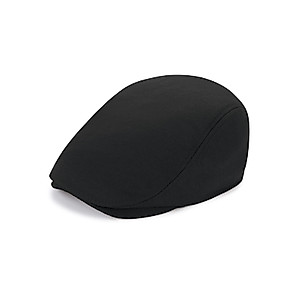 Newsboy Hats for Men Flat Cap Mens Driving Cabbie Cap Classic Soft Breathable Adjustable Fitted Hat Black Beret Mens