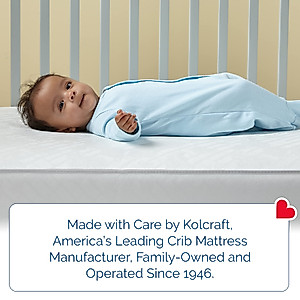 Kolcraft BabyPedic Premium Hypoallergenic Waterproof Baby Crib Mattress & Toddler Bed Mattress, Airy Comfort, 150 Steel Coils, GREENGUARD Air Quality Certified, Made in USA, 52"x28" (Amazon Exclusive)