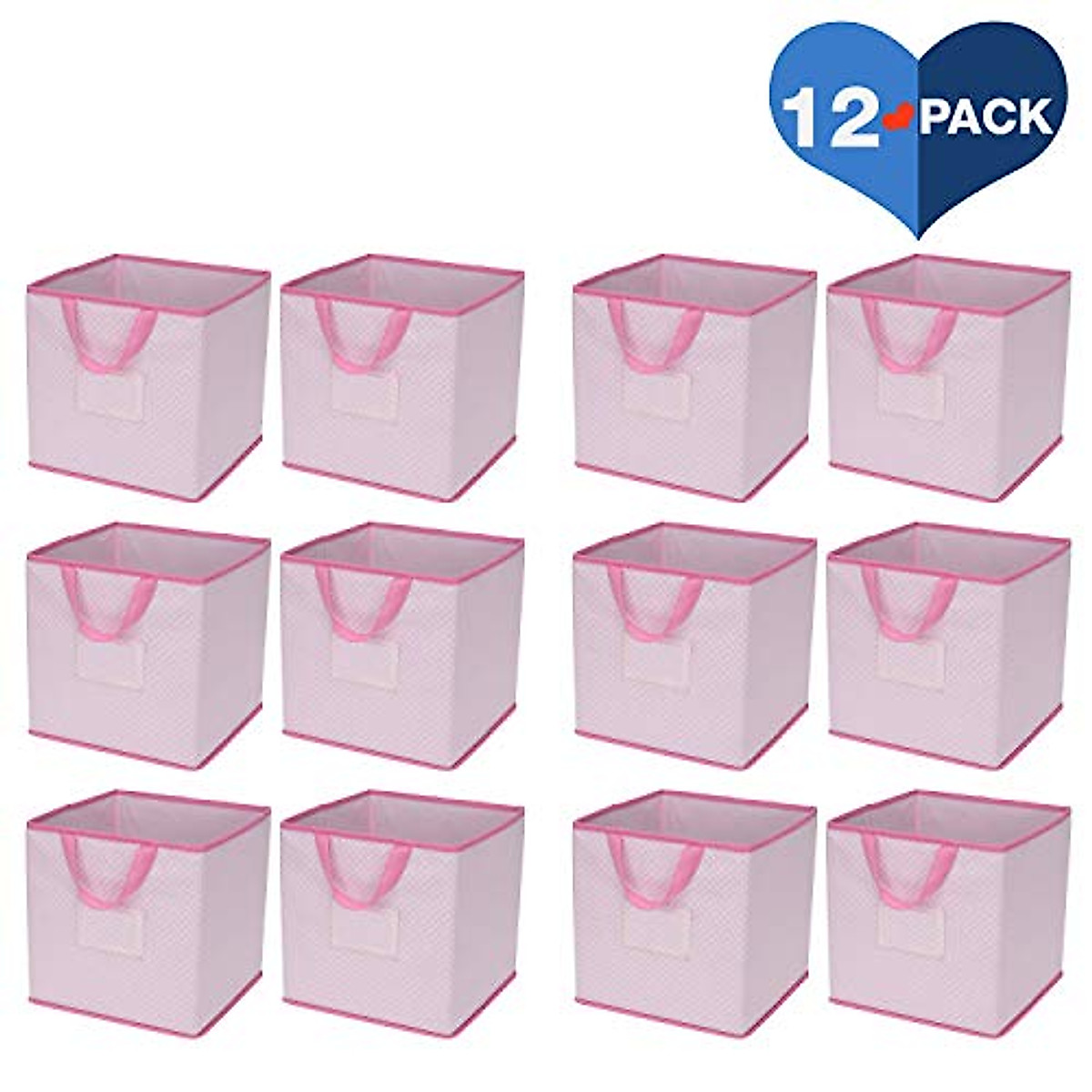 Delta Children 12 Piece Foldable Storage Cubes/Bins, Barely Pink
