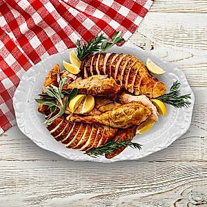 HIC Kitchen Turkey Embossed Serving Platter, Fine White Porcelain, Oversized