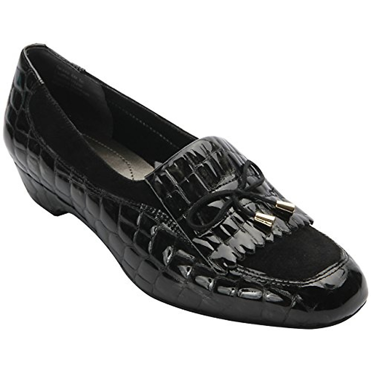 Ros Hommerson Teresa Women's Casual Shoe: Black/Croc Patent/Suede 10.5 Narrow (2A) Slip-On