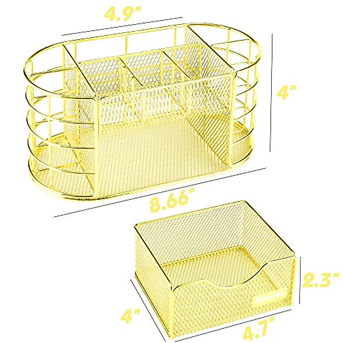 Spacrea Desk Organizers and Accessories, Office Organizer Pencil Holder for Desk, Desk Office Supplies Organizer (Gold)