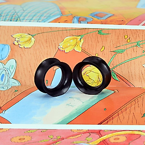 DERALA 2Pcs Ear Tunnels Ultra Thin Soft Silicone Double Flared Ear Gauges Plugs Flexible Flesh Tunnel Expander Stretching Ear Piercing Jewelry for Men Women Size 8g-1 inch