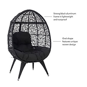 Linon Cloyd Metal Indoor Outdoor Round Chair in Black