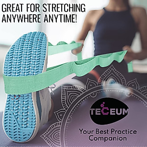 [NEW 2023] TECEUM Stretching Strap for Yoga & Physical Therapy – 10 Loops – Choice of materials & colors – Non-elastic Leg Stretch Out Straps for Stretching, Exercising, Pilates, Post-injury
