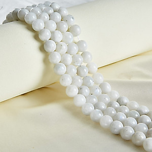 60pcs 6mm Moonstone Beads Natural Gemstone Beads Round Loose Beads for Jewelry Making