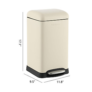 happimess HPM1012J Betty Retro Mini 3.2-Gallon Step-Open Trash Can, Fingerprint Resistant, Modern, Minimalistic for Home, Kitchen, Laundry Room, Office, Bedroom, Bathroom, Limestone Beige